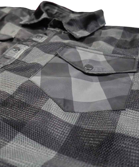 Road Armor™ Protective Biker Shirt - Mesh Plaid Flannel Shell, Kevlar ...