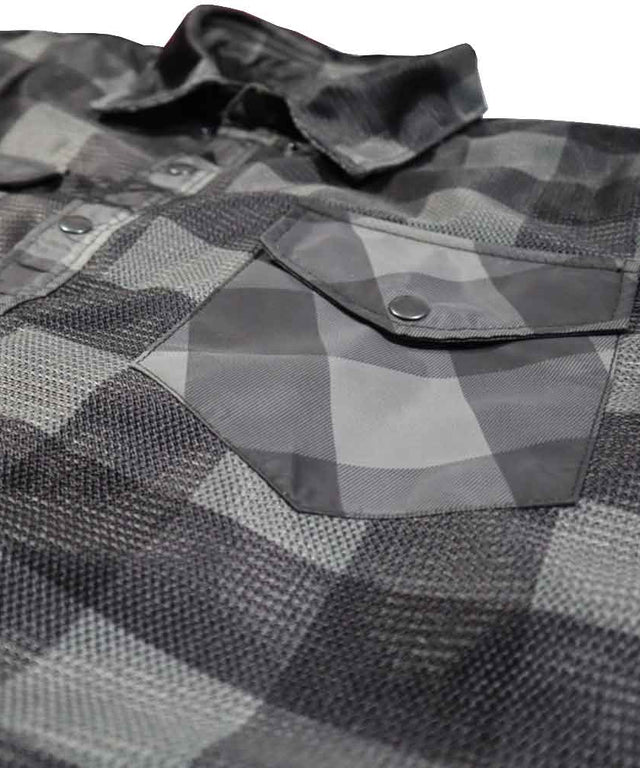 Road Armor™ Protective Biker Shirt - Mesh Plaid Flannel Shell, Kevlar ...